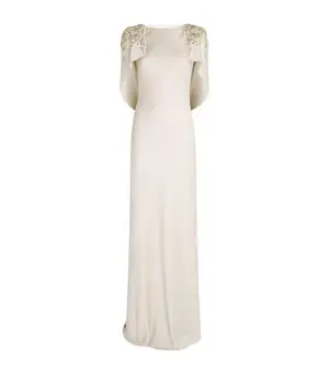 Jenny Packham Satin Ophelia Cape Gown