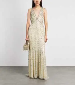 Jenny Packham Embellished Atlas Gown