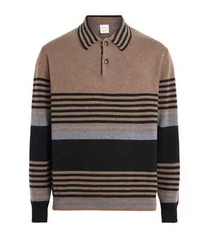 Paul Smith Cashmere Stripe Polo Sweater - Brown
