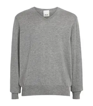 ALLUDE Cashmere V-neck Sweater - Grey