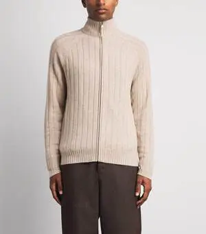ALLUDE Wool-cashmere Rib-knit Cardigan