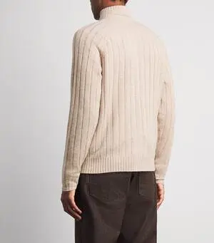 ALLUDE Wool-cashmere Rib-knit Cardigan