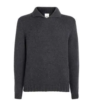 ALLUDE Cashmere Collared Sweater - Grey