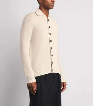 ALLUDE Wool-cashmere Collared Cardigan