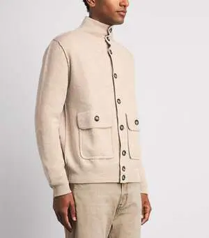 ALLUDE Wool-cashmere High-neck Cardigan