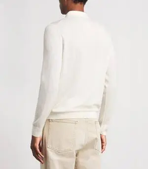 ALLUDE Virgin Wool Open-collar Polo Sweater