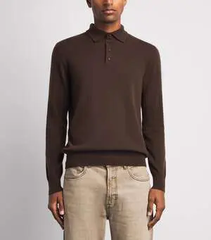 ALLUDE Virgin Wool Open-collar Polo Sweater