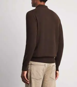 ALLUDE Virgin Wool Open-collar Polo Sweater