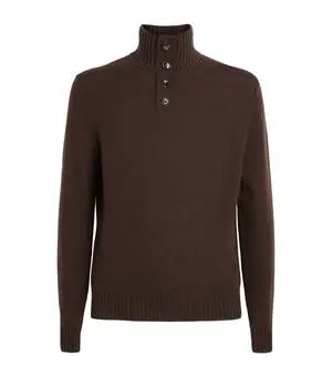 ALLUDE Wool-cashmere High-neck Sweater - Brown