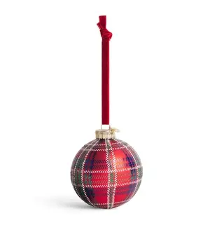 Harrods Glass Tartan Bauble - Red
