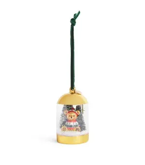 Harrods Glass Bear In Dome Tree Decoration - Brown
