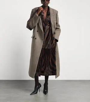 Source Unknown Wool Double-breasted Reyna Long Coat