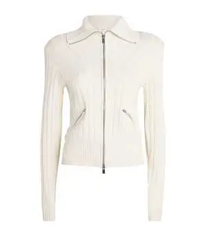 TOCCIN Zip-front Holly Cardigan - Ivory