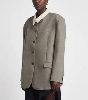 Source Unknown Contrast-collar Suki Blazer Shirt