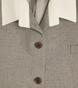 Source Unknown Contrast-collar Suki Blazer Shirt