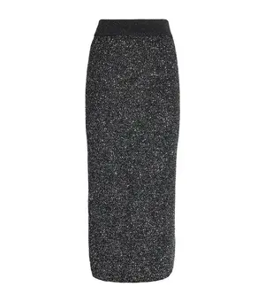 TOCCIN Knitted Sequin Alisha Midi Skirt - Grey