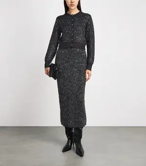 TOCCIN Knitted Sequin Alisha Midi Skirt