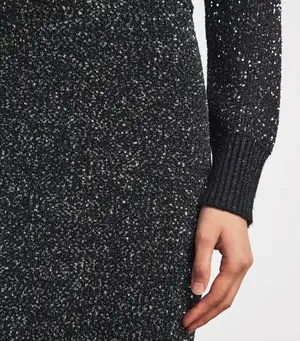 TOCCIN Knitted Sequin Alisha Midi Skirt