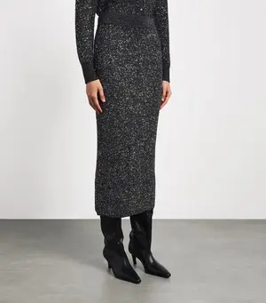TOCCIN Knitted Sequin Alisha Midi Skirt