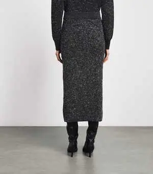 TOCCIN Knitted Sequin Alisha Midi Skirt