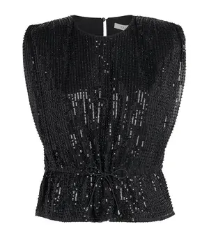 TOCCIN Sequin Drawstring Talon Top
