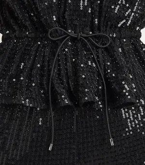 TOCCIN Sequin Drawstring Talon Top