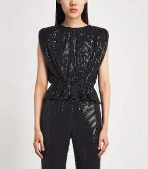 TOCCIN Sequin Drawstring Talon Top