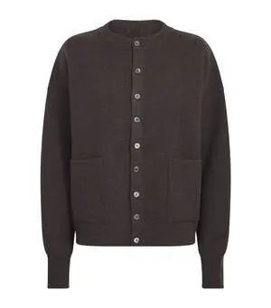 BIRROT Merino Wool Cardigan With Patch Pockets - Brown