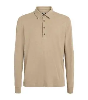 Paige Cotton Ballard Long-sleeve Polo Shirt - Brown