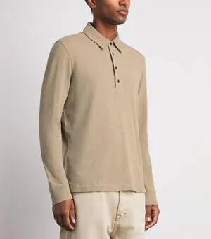 Paige Cotton Ballard Long-sleeve Polo Shirt - Brown