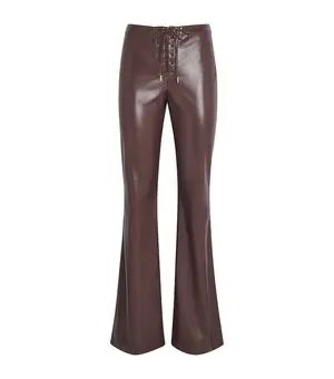 Alice + Olivia Faux Leather Lace-up Ravyn Trousers - Brown