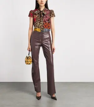 Alice + Olivia Faux Leather Lace-up Ravyn Trousers