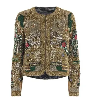 Alice + Olivia Embellished Kidma Jacket - Gold