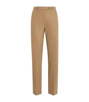 Khaite Wool Hunter Straight Trousers - Beige