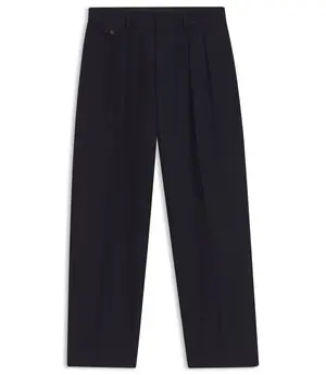 BOSS By Beckham Relaxed-fit Pleated Wool Trousers - Dark Blue