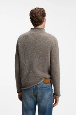 BOSS By Beckham Virgin Wool Tweed Knit Sweater