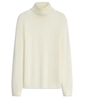 BOSS By Beckham Virgin Wool And Cashmere Turtleneck Sweater - White