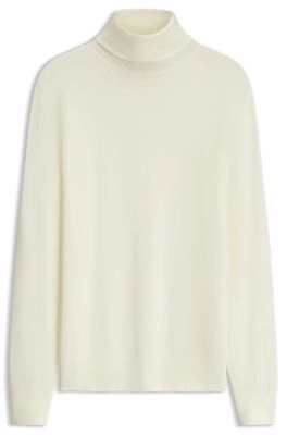 BOSS By Beckham Virgin Wool And Cashmere Turtleneck Sweater - White