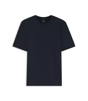 BOSS Geometric-jacquard T-shirt In Cotton - Dark Blue