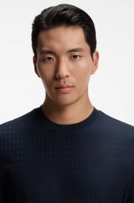 BOSS Geometric-jacquard T-shirt In Cotton