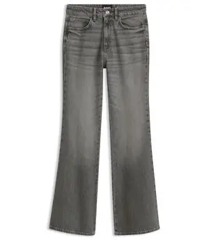 BOSS Flared-fit Jeans In Marble-look Stretch Denim - Grey