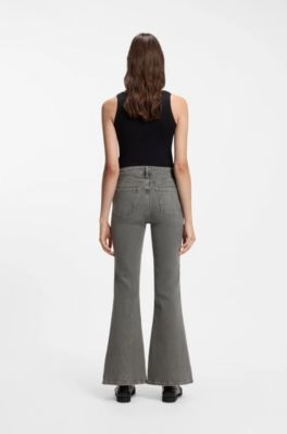 BOSS Flared-fit Jeans In Marble-look Stretch Denim