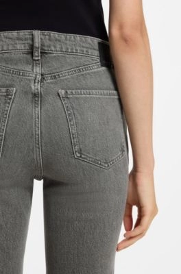 BOSS Flared-fit Jeans In Marble-look Stretch Denim