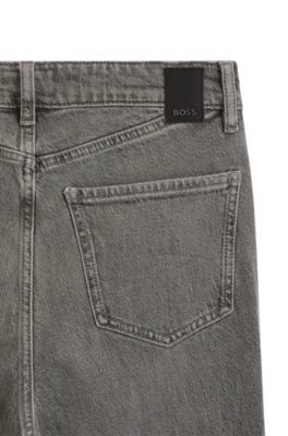 BOSS Flared-fit Jeans In Marble-look Stretch Denim