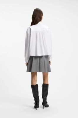 Hugo Cropped Relaxed-fit Blouse In Cotton Poplin