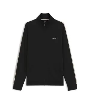BOSS Cotton Loungewear Jacket With Taped Sleeves
