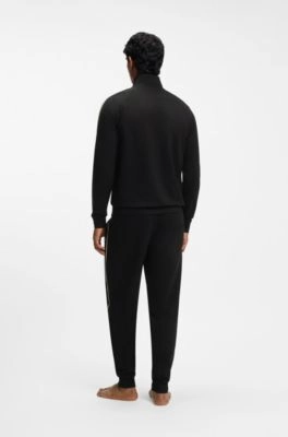 BOSS Cotton Loungewear Jacket With Taped Sleeves