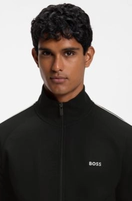 BOSS Cotton Loungewear Jacket With Taped Sleeves