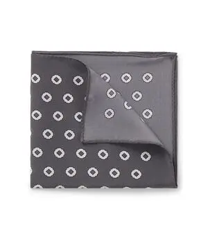 BOSS By Beckham Silk Pocket Square With Digital Print - Grey
