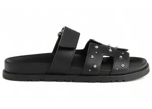 Hermès Chypre Sandal Calfskin Medor Studs - Noir